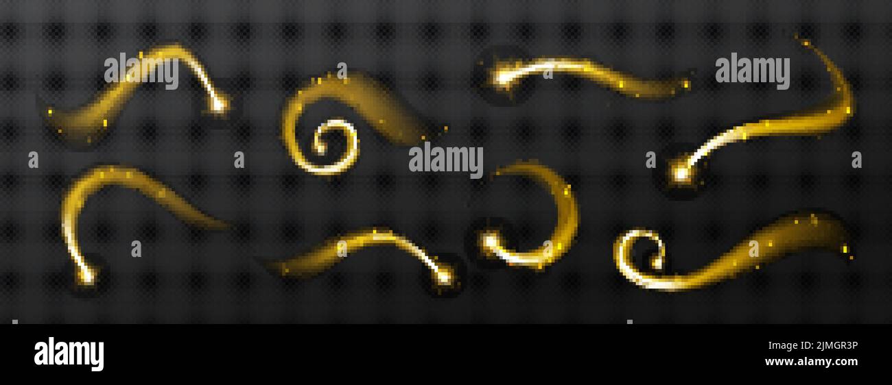 Magic spiral, twist effect with stars and sparkles. Gold swirl of wand ...
