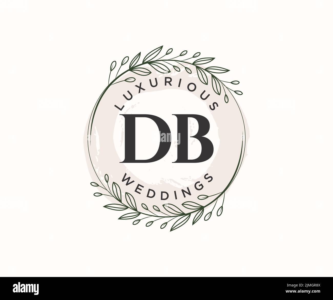 DB Initials letter Wedding monogram logos template, hand drawn modern minimalistic and floral ...