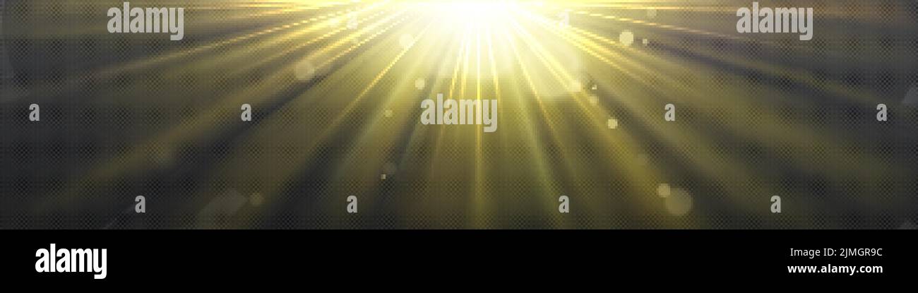 Sun light effect with yellow rays and lens glare isolated on ...