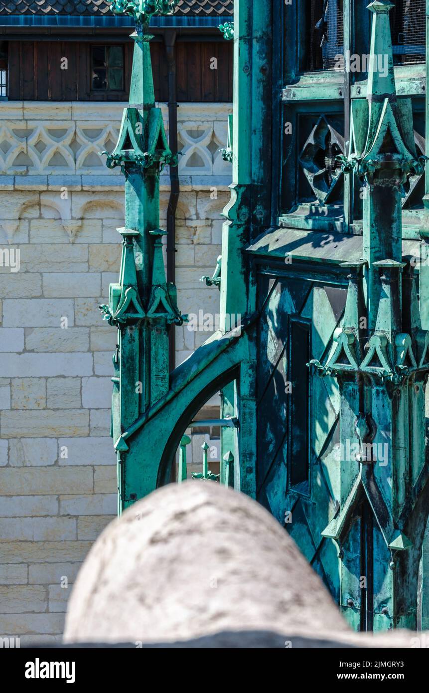Aerial view of architectural details in the old town of Geneva ...