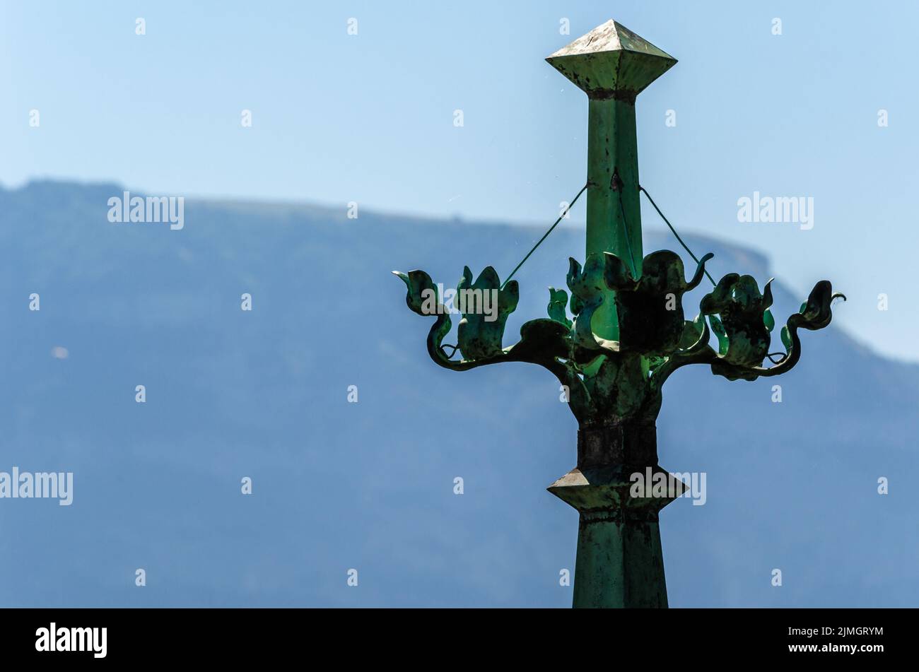 Aerial view of architectural details in the old town of Geneva ...