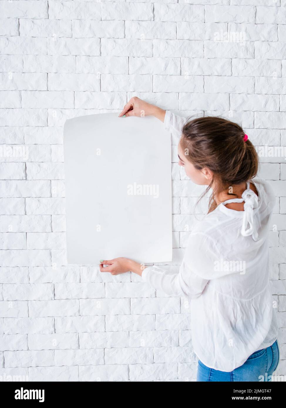 modern creative workspace mockup poster event Stock Photo - Alamy