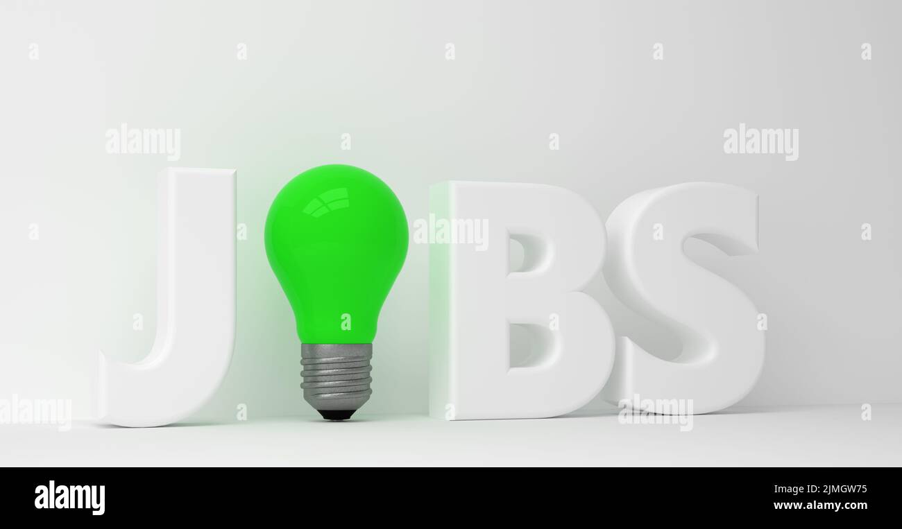 Business jobs symbol as concept with light bulb - 3D Illustration Stock ...