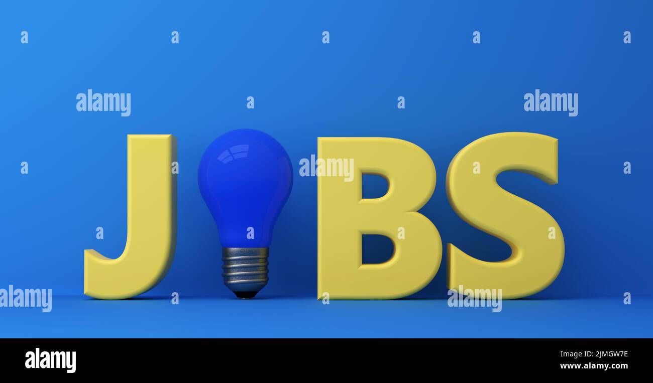 Business jobs symbol as concept with light bulb - 3D Illustration Stock ...