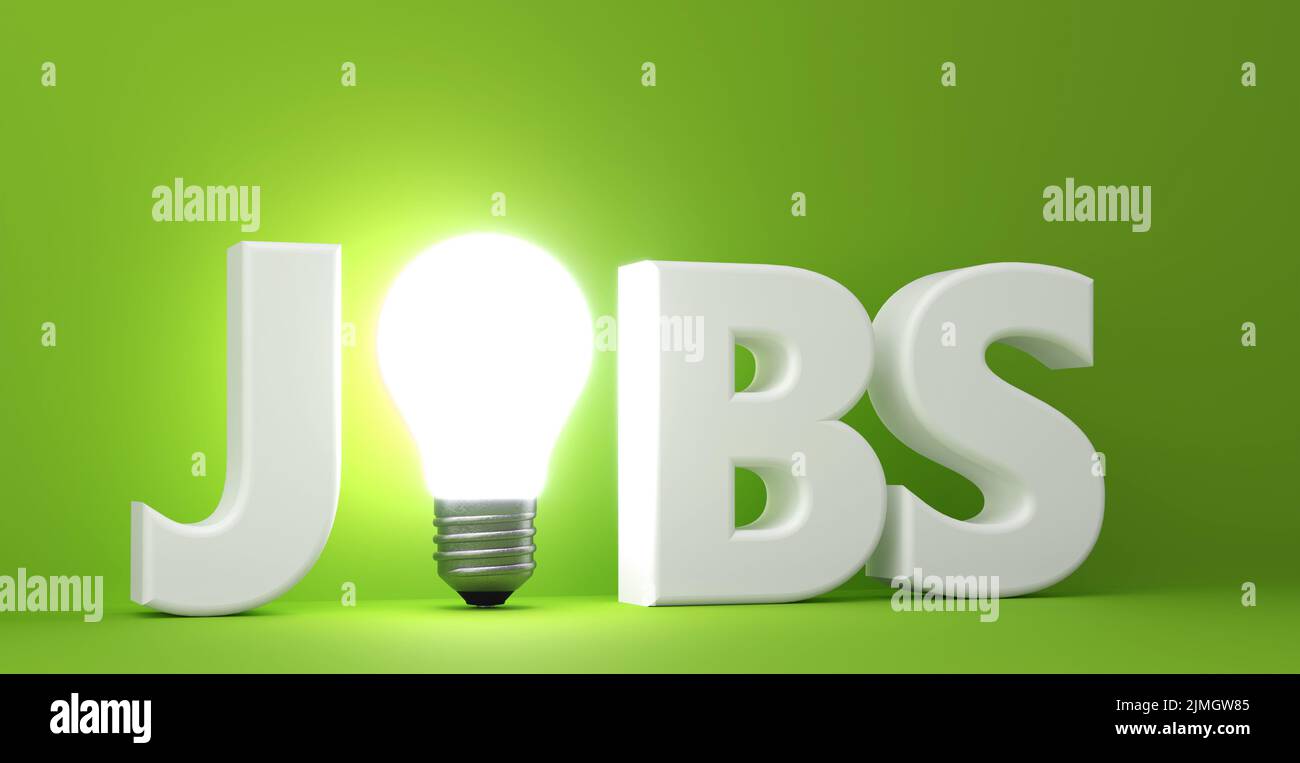 Business jobs symbol as concept with light bulb - 3D Illustration Stock ...