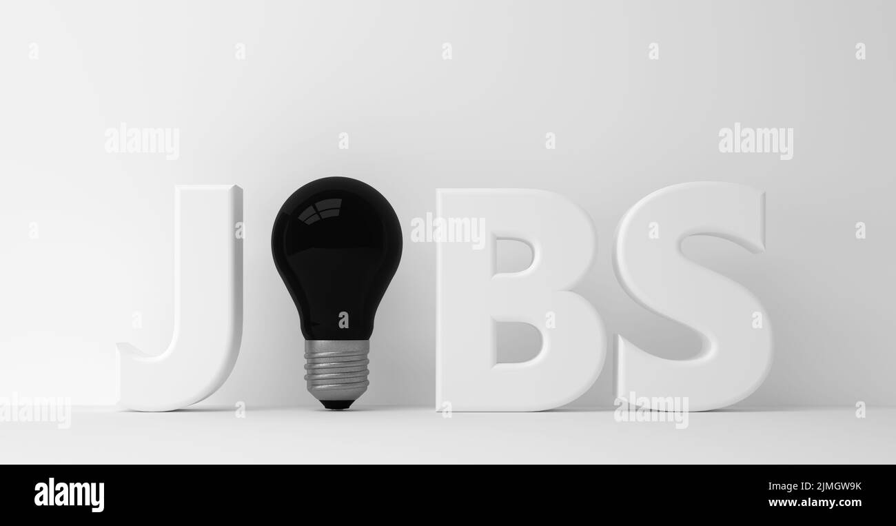 Business jobs symbol as concept with light bulb - 3D Illustration Stock ...