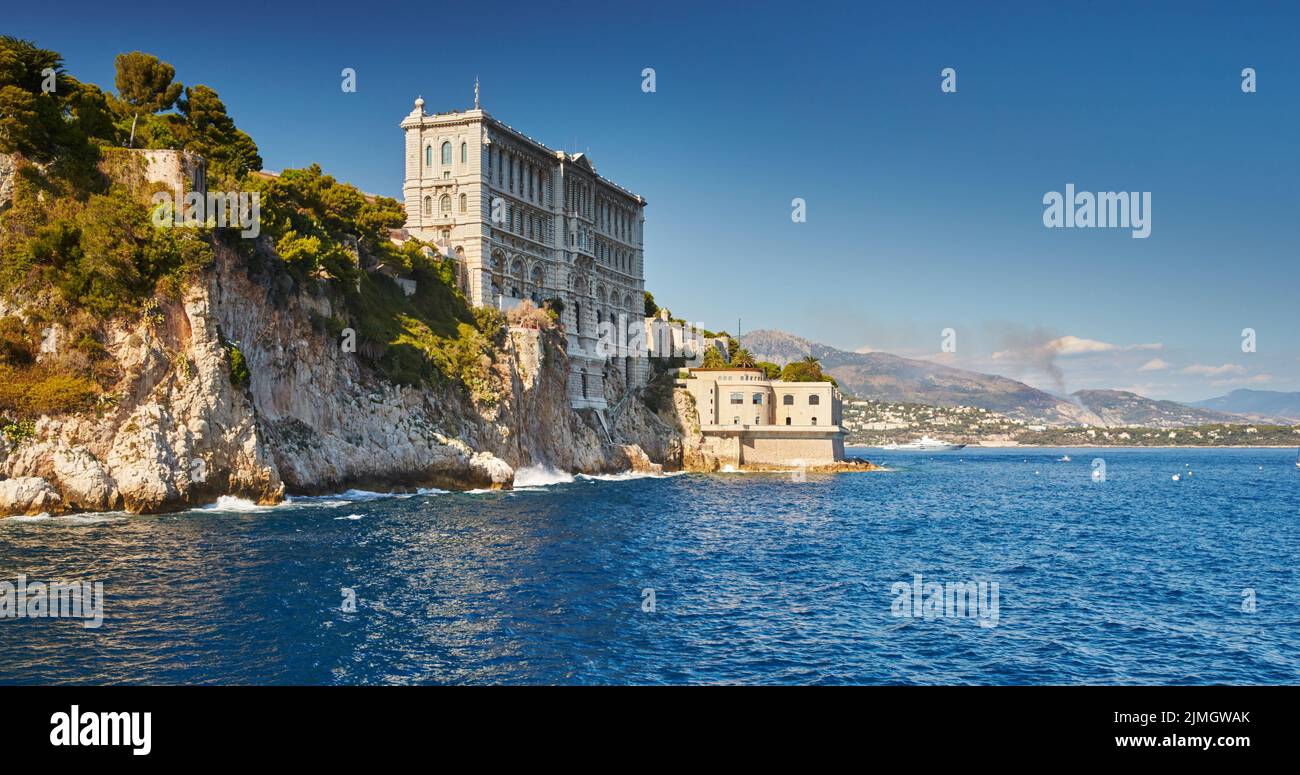 Oceanographic Museum of Monaco at sunset, Oceanographic Institute ...