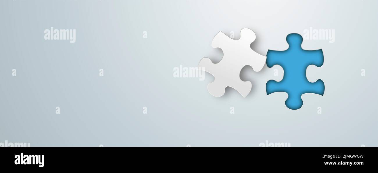 Paper Puzzle Hole Gray Header Stock Photo - Alamy