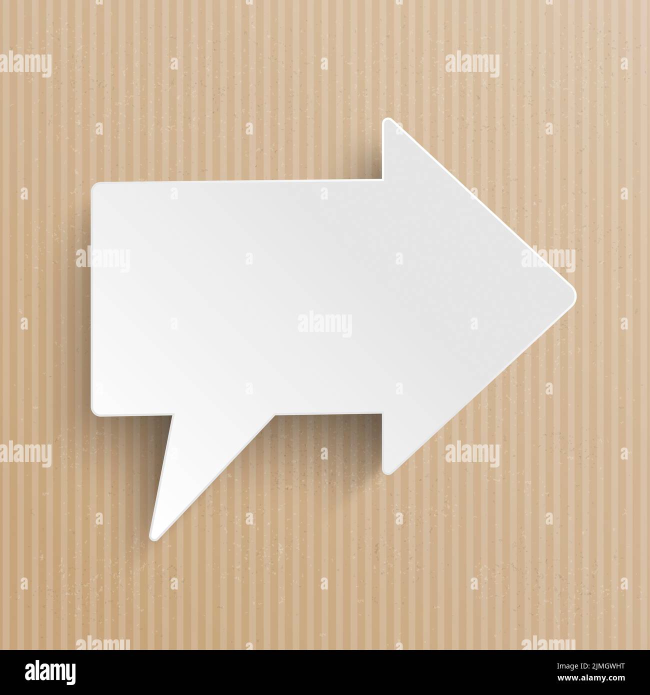 Cardboard White Arrow Speech Bubble Stock Photo - Alamy
