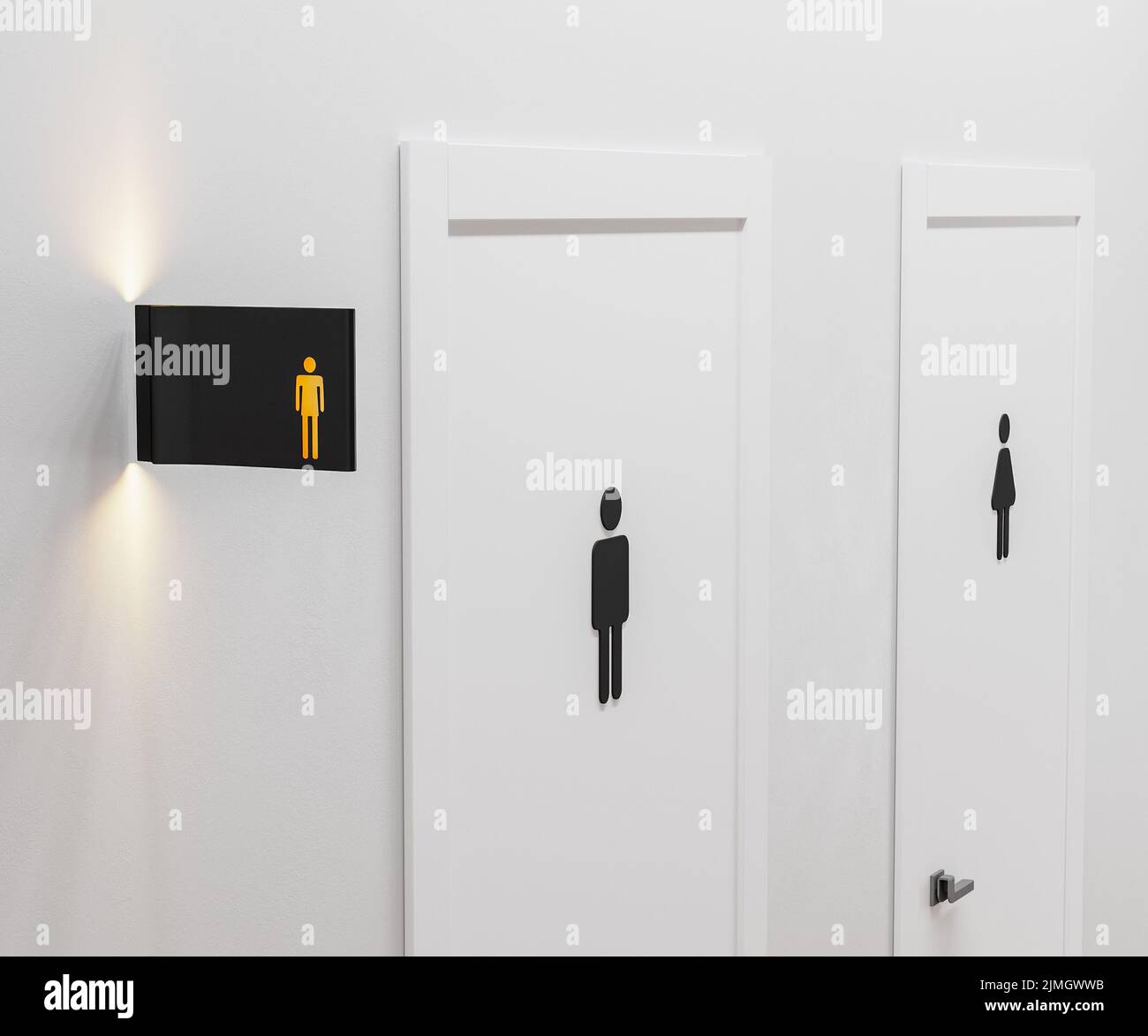 Toilet door, women and men wc door, 3d render Stock Photo - Alamy