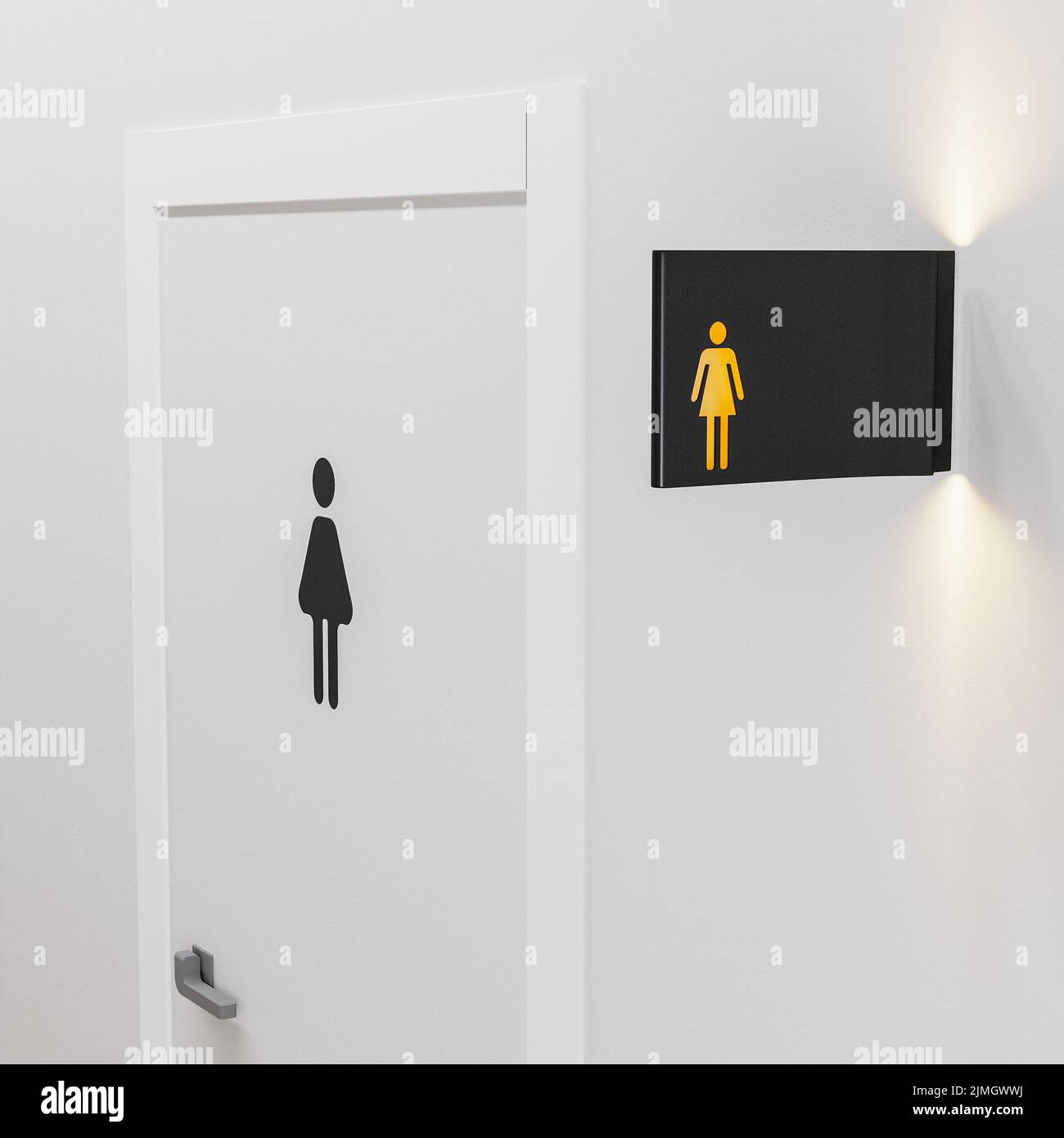 Women toilet door and sign, wc women, 3d render Stock Photo - Alamy