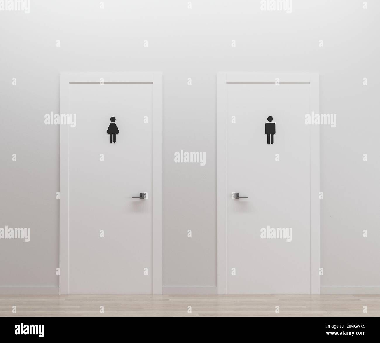 Restroom doors men and women, WC doors, 3d render Stock Photo - Alamy