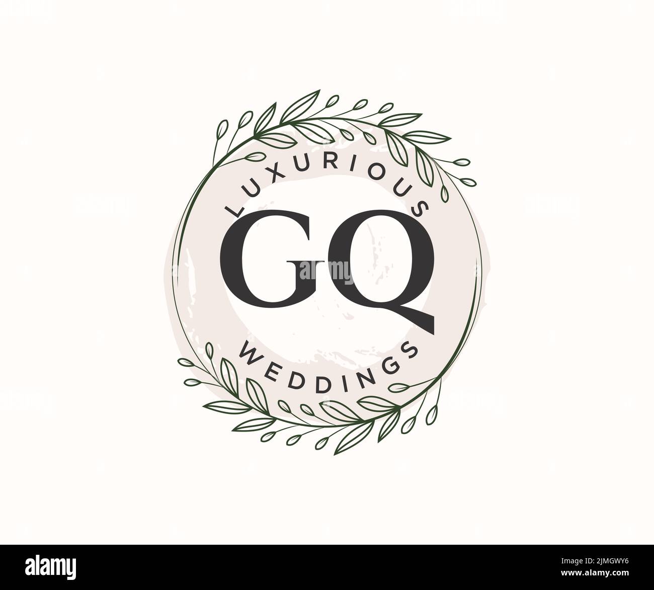 GQ Initials letter Wedding monogram logos template, hand drawn modern ...