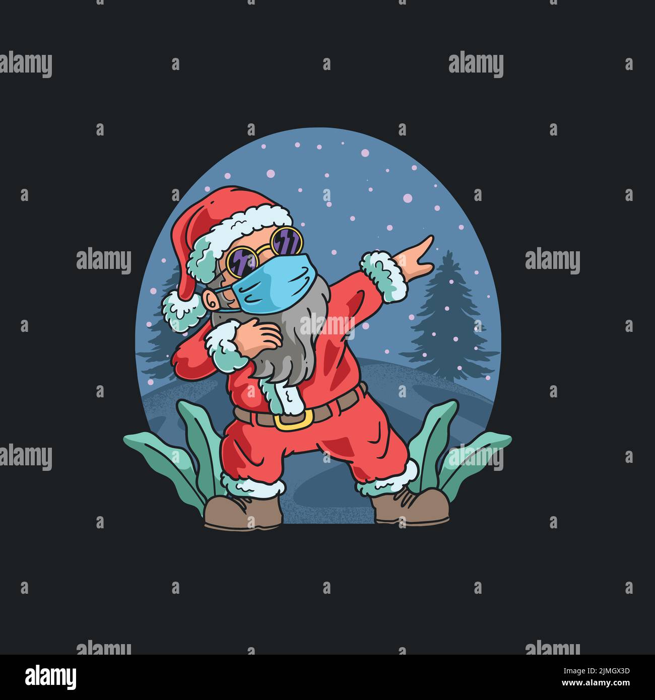 A vector cartoon. Funny Santa Claus dancing, celebrating the holidays ...