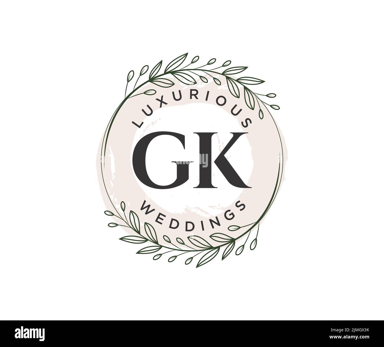GK Initials letter Wedding monogram logos template, hand drawn modern ...