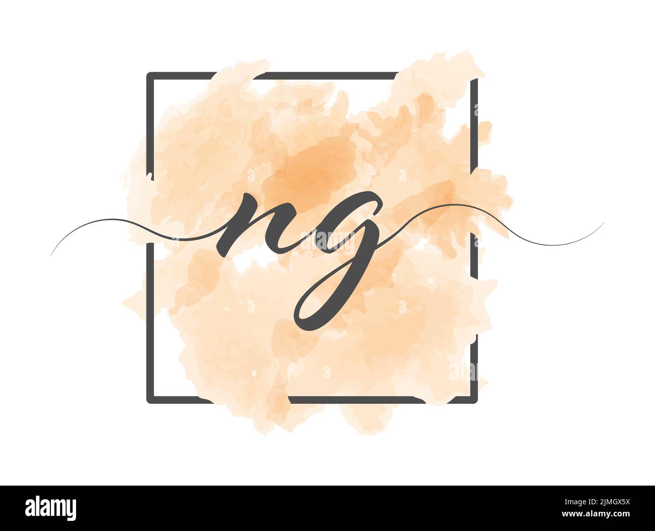 Calligraphic lowercase letters N and G are written in a solid line on a ...