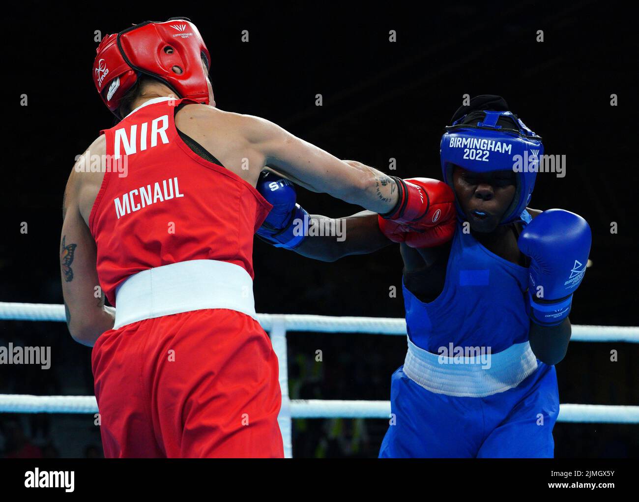 Northern Ireland's Carly McNaul (left) and Uganda's Teddy Nakimuli in ...