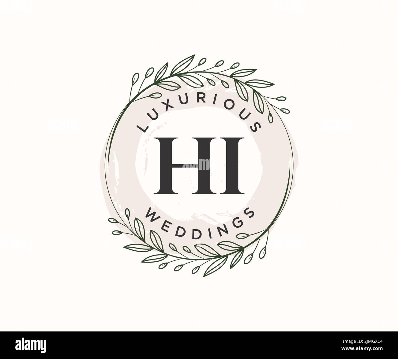 HI Initials letter Wedding monogram logos template, hand drawn modern ...