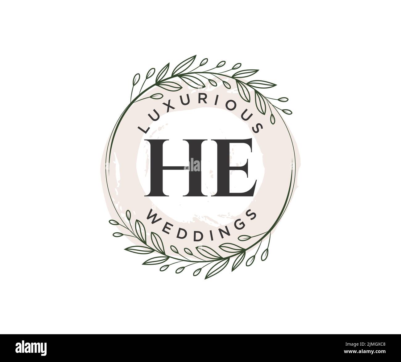 HE Initials letter Wedding monogram logos template, hand drawn modern ...