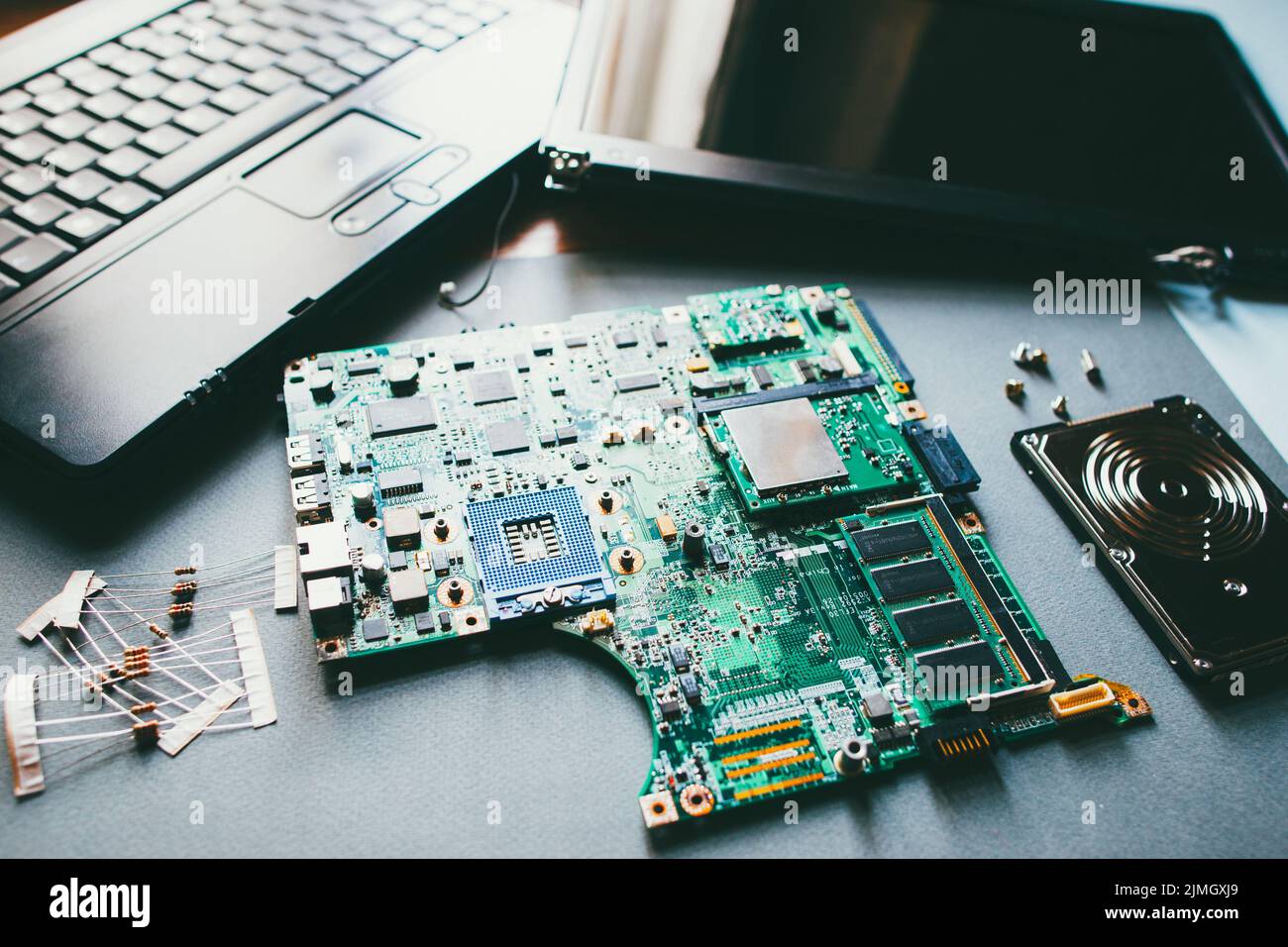 tech support disassembled computer parts repair Stock Photo - Alamy