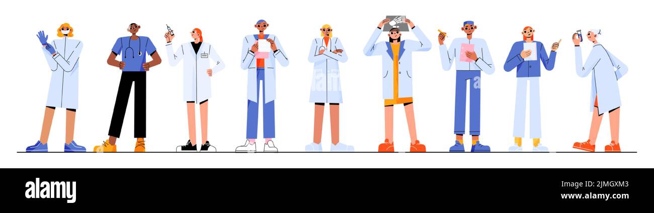 Doctors and nurses hospital staff. Medicine characters in uniform ...