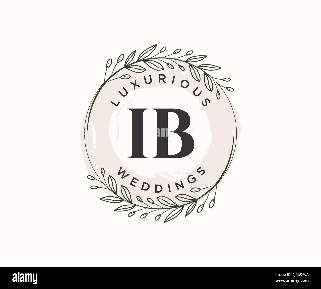 IB Initials letter Wedding monogram logos template, hand drawn modern minimalistic and floral ...