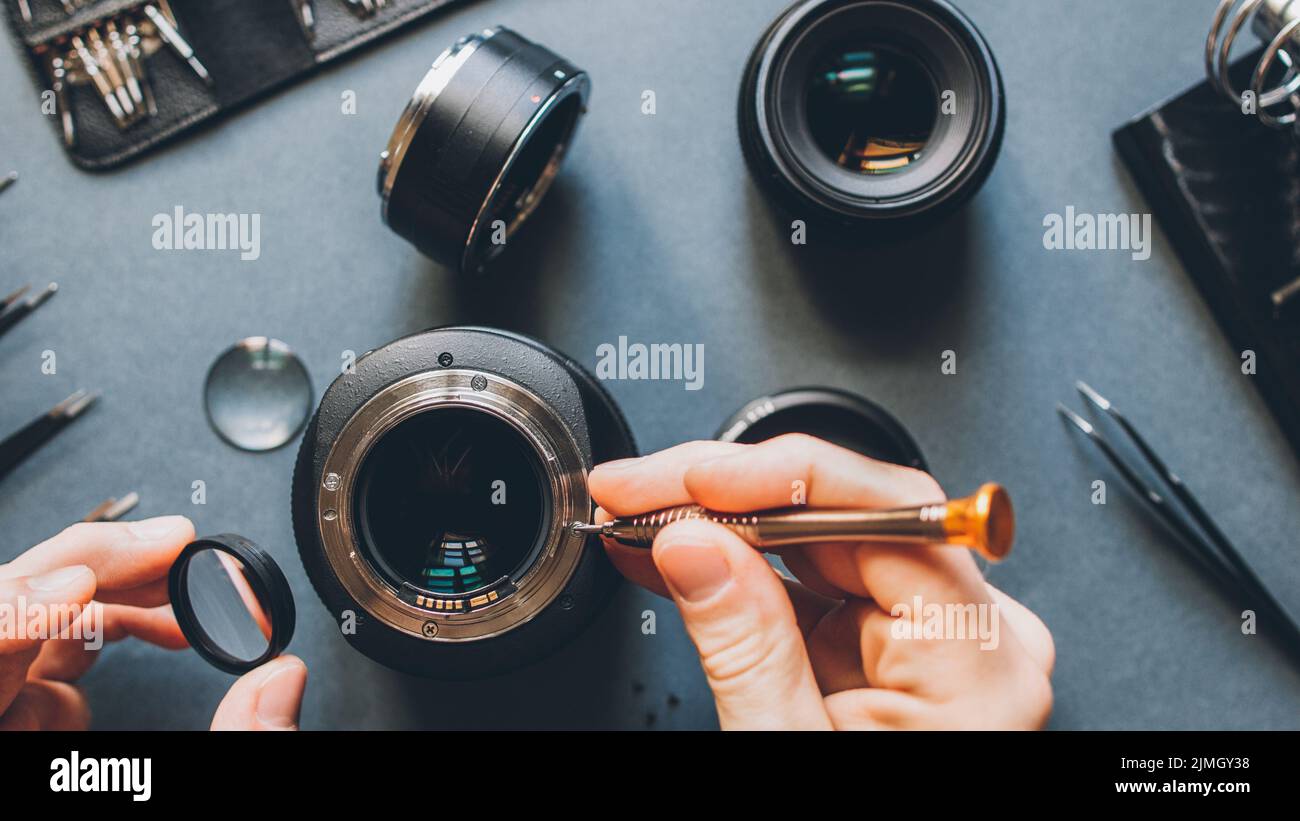 disassembled device analysis photo camera lens Stock Photo - Alamy