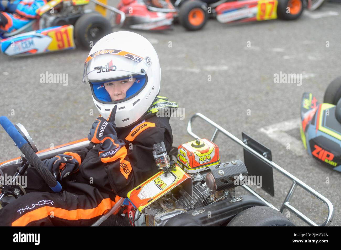 Karting races at South Yorkshire Karting Club Stock Photo - Alamy