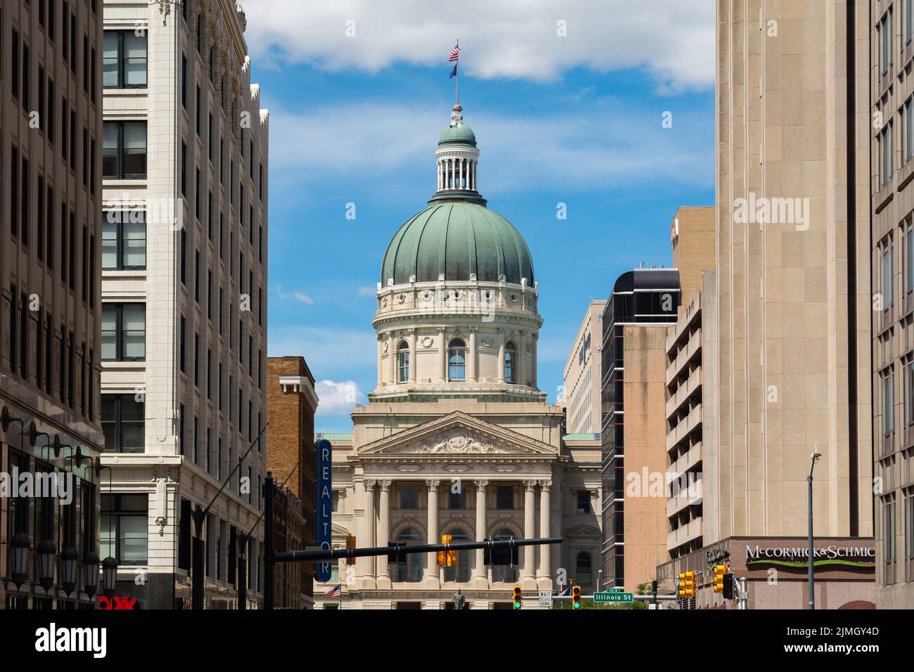 Exterior of the Indiana State Capitol Building on a sunny Summer day ...