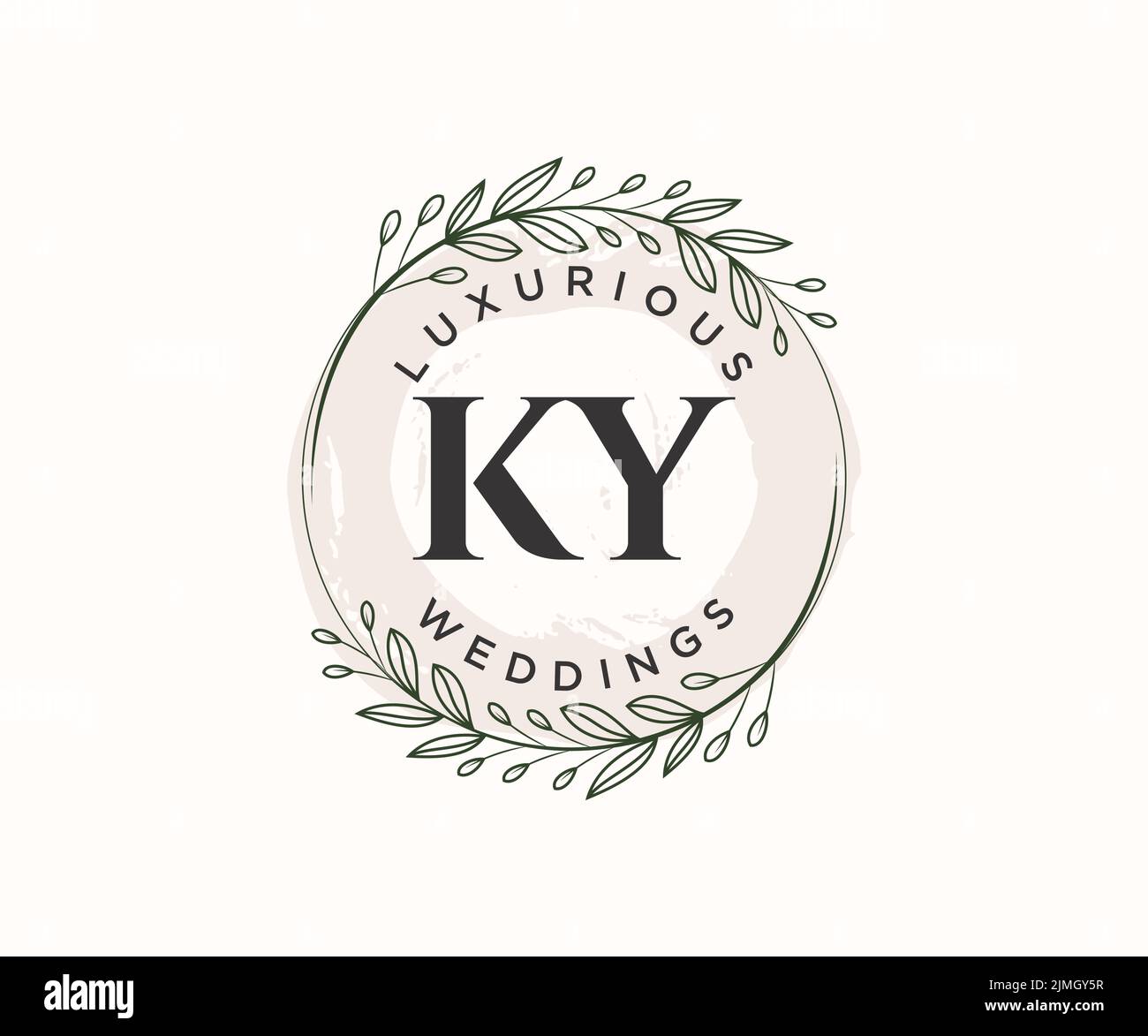 KY Initials letter Wedding monogram logos template, hand drawn modern ...