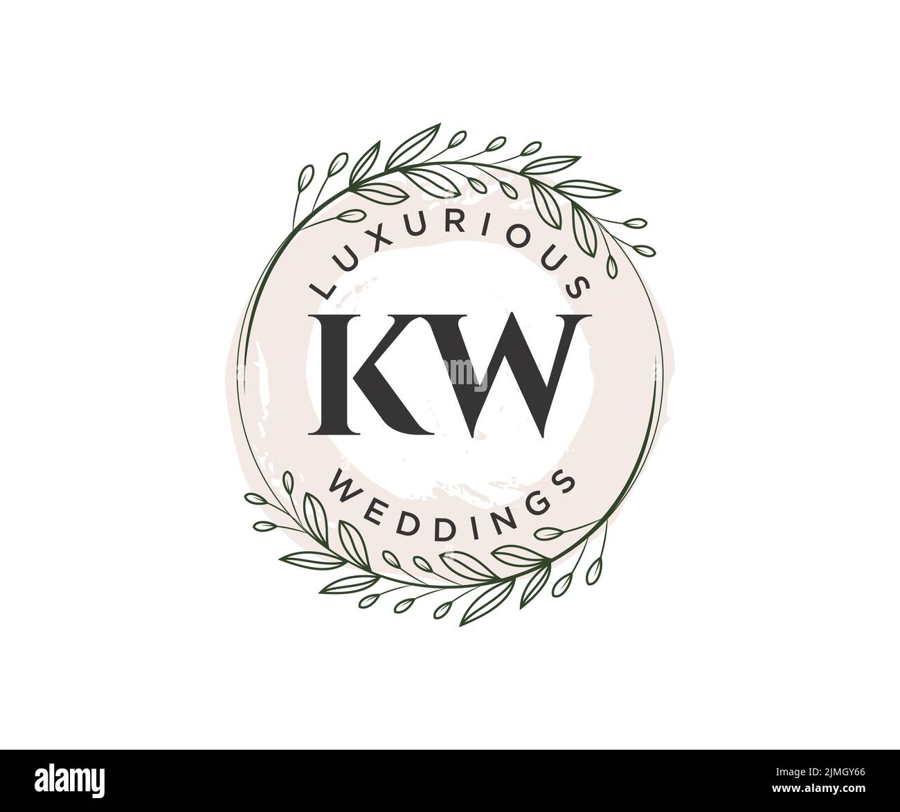 KW Initials letter Wedding monogram logos template, hand drawn modern ...