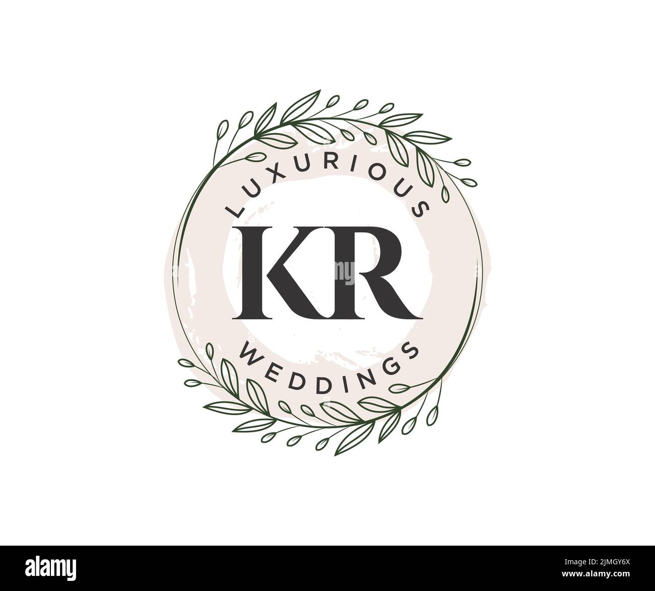 KR Initials letter Wedding monogram logos template, hand drawn modern ...