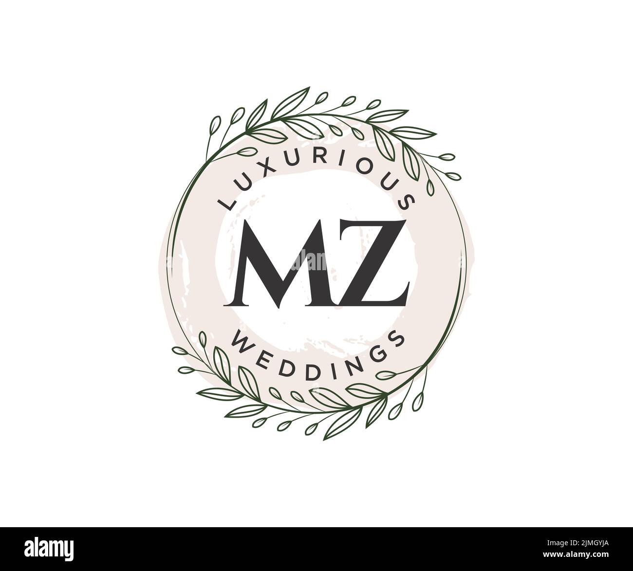 MZ Initials letter Wedding monogram logos template, hand drawn modern ...