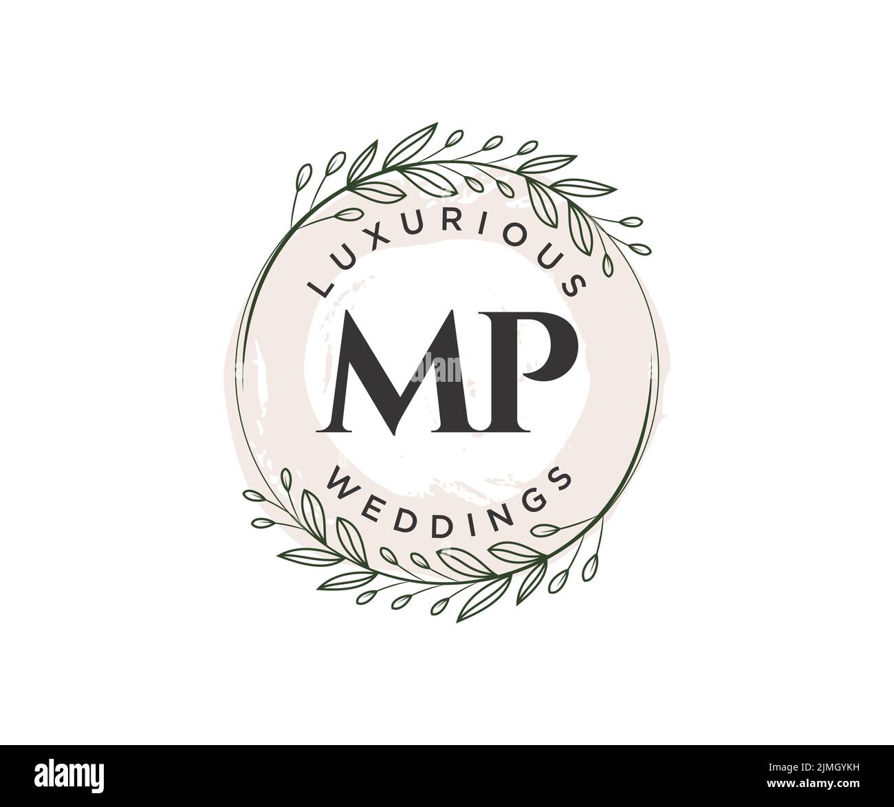 MP Initials letter Wedding monogram logos template, hand drawn modern ...