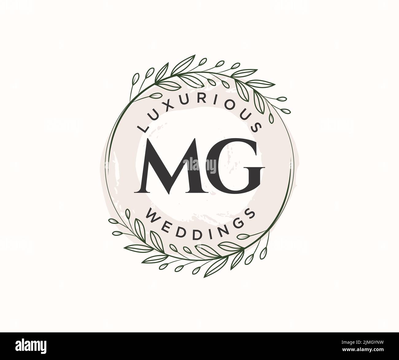 MG Initials letter Wedding monogram logos template, hand drawn modern ...