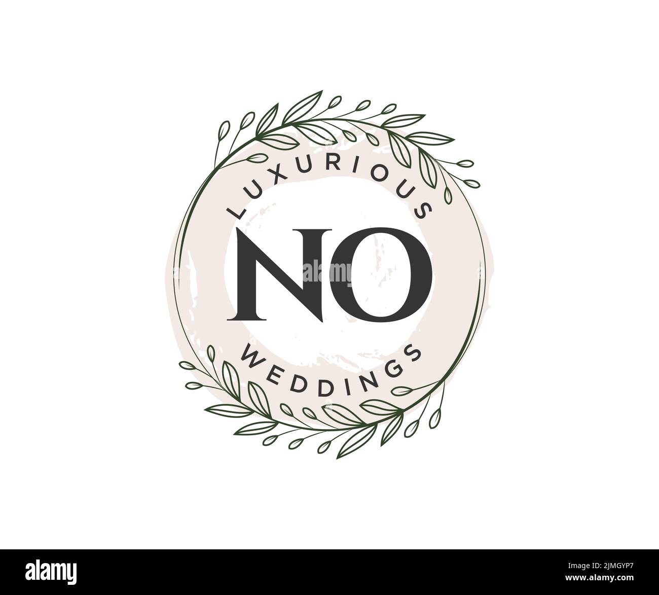 NO Initials letter Wedding monogram logos template, hand drawn modern ...