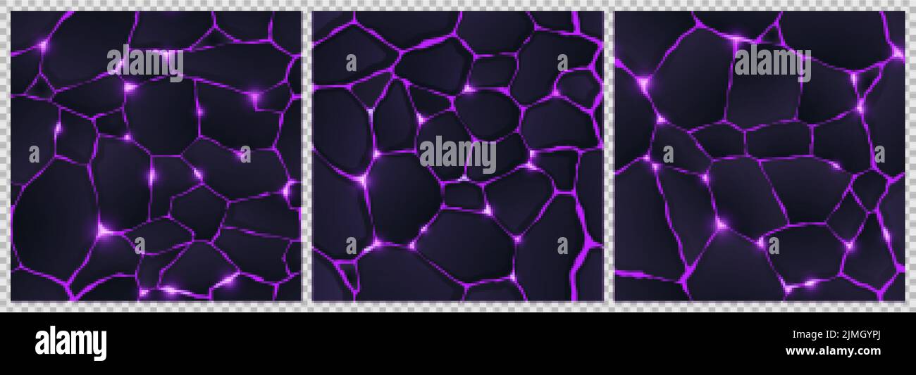 Cracked ground surface with purple magic glow seamless game textures ...