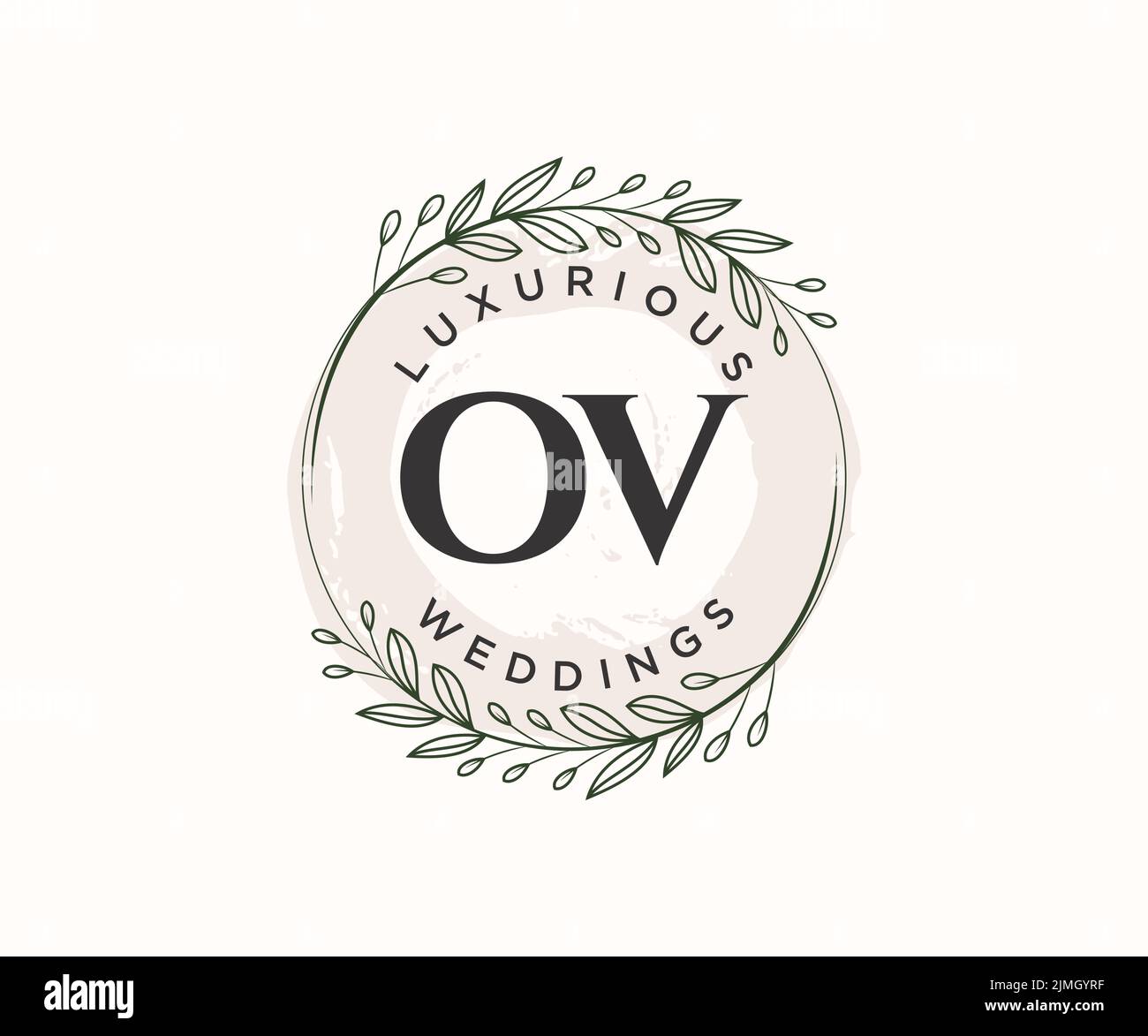 OV Initials letter Wedding monogram logos template, hand drawn modern ...
