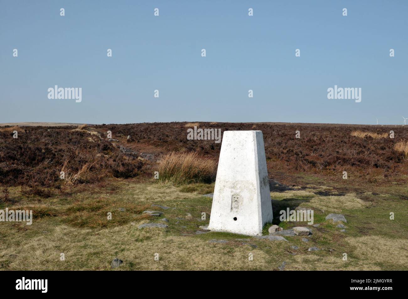 The trig point at high brown knoll between wadworth and midgley moor in ...