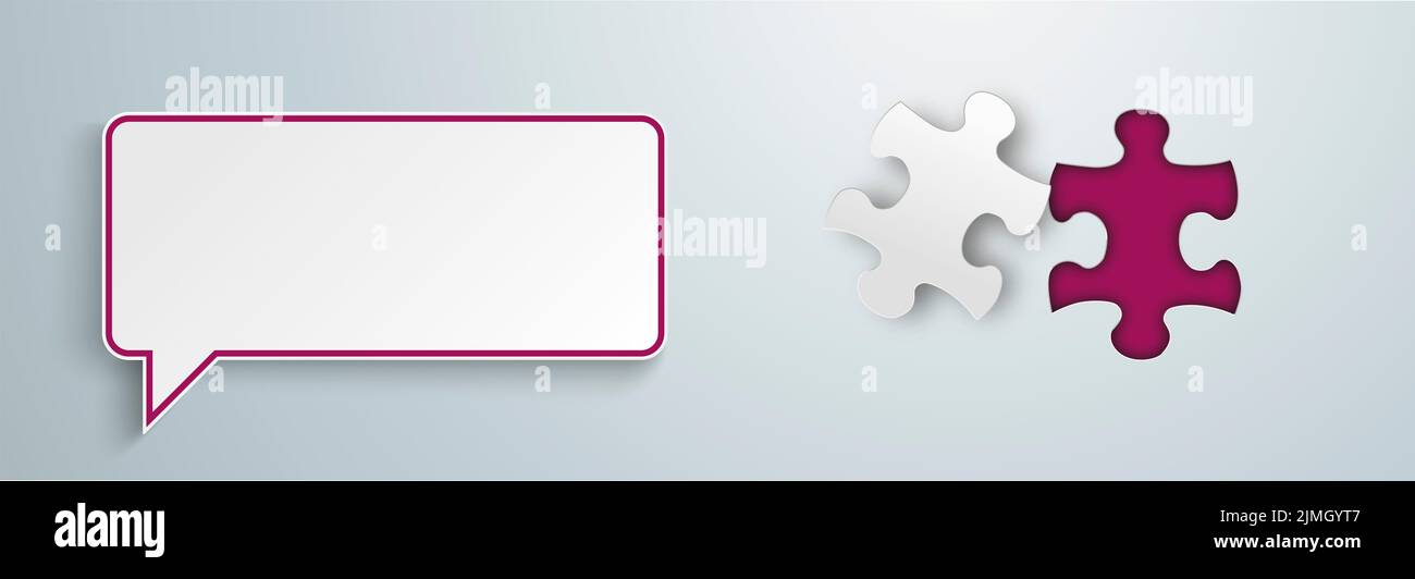 Speech Bubble Paper Puzzle Hole Gray Header Stock Photo - Alamy