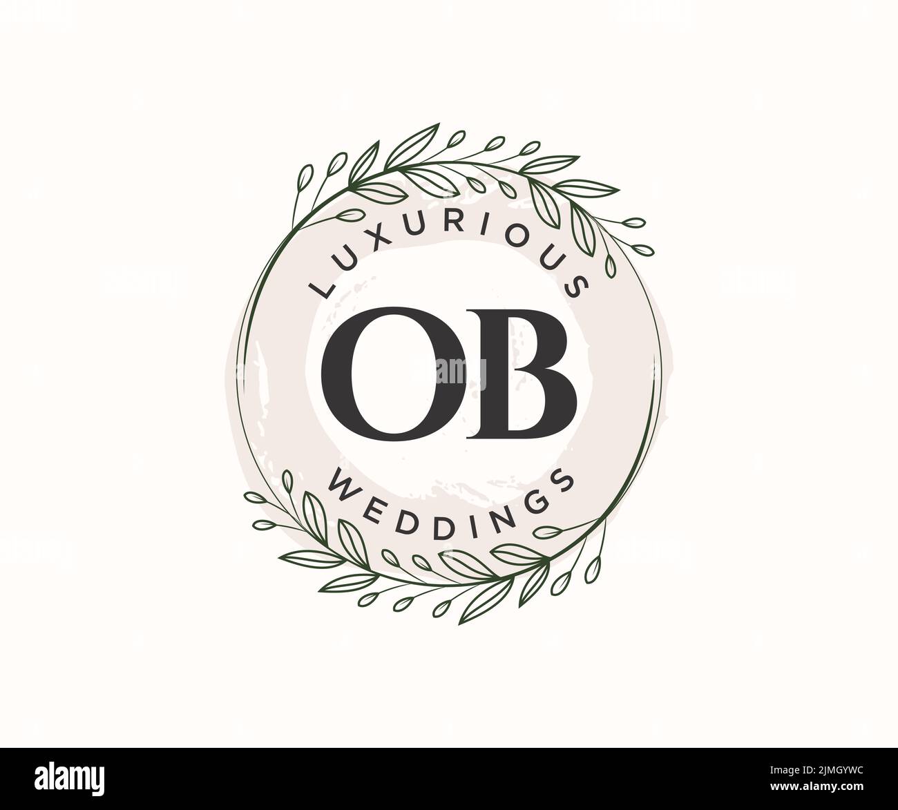 OB Initials letter Wedding monogram logos template, hand drawn modern ...