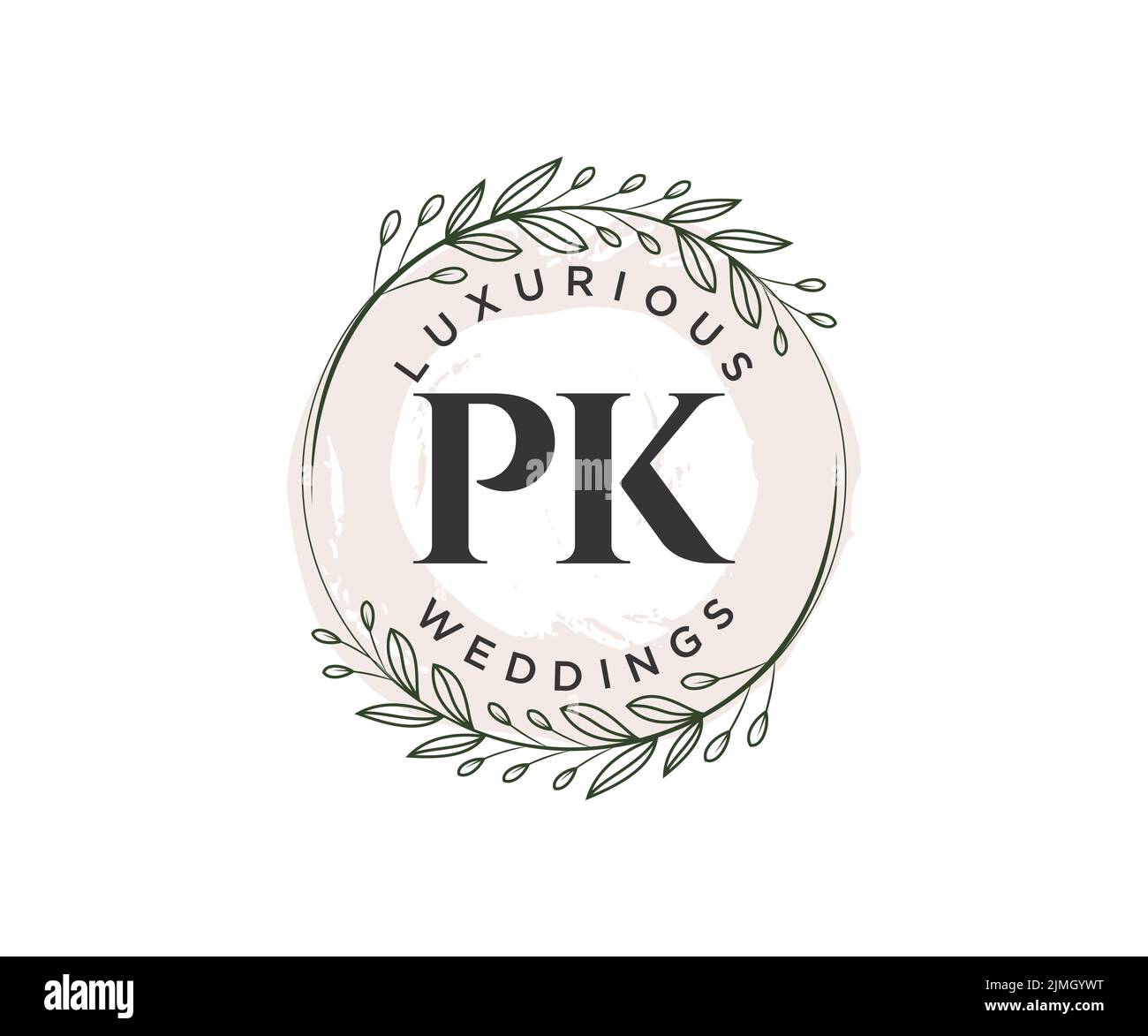 PK Initials letter Wedding monogram logos template, hand drawn modern ...