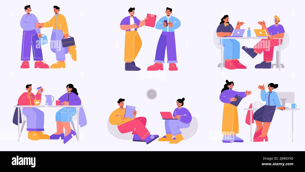 People communication in business office. Vector flat illustration of ...