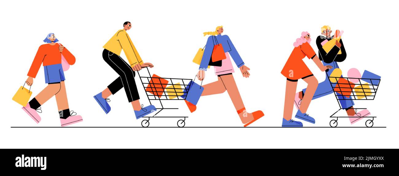 Cartoon character shopping bag running Stock Vector Images - Alamy