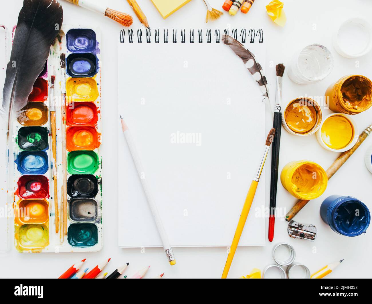 creative artist workplace painting hobby mockup Stock Photo - Alamy