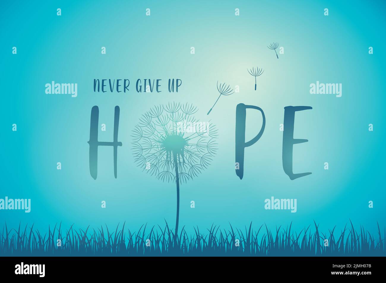 hope typography with dandelion on purple sky background Stock Vector ...