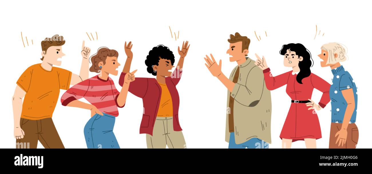 Group of angry people quarrel and argue. Concept of conflict in team ...