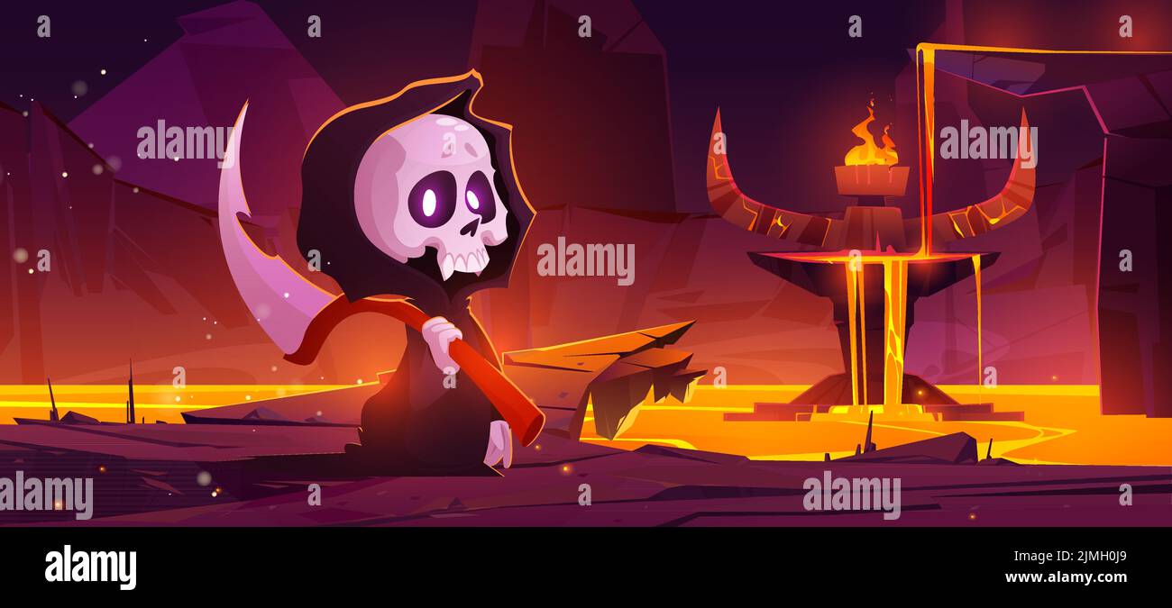 Grim reaper skeleton in cape hi-res stock photography and images - Alamy
