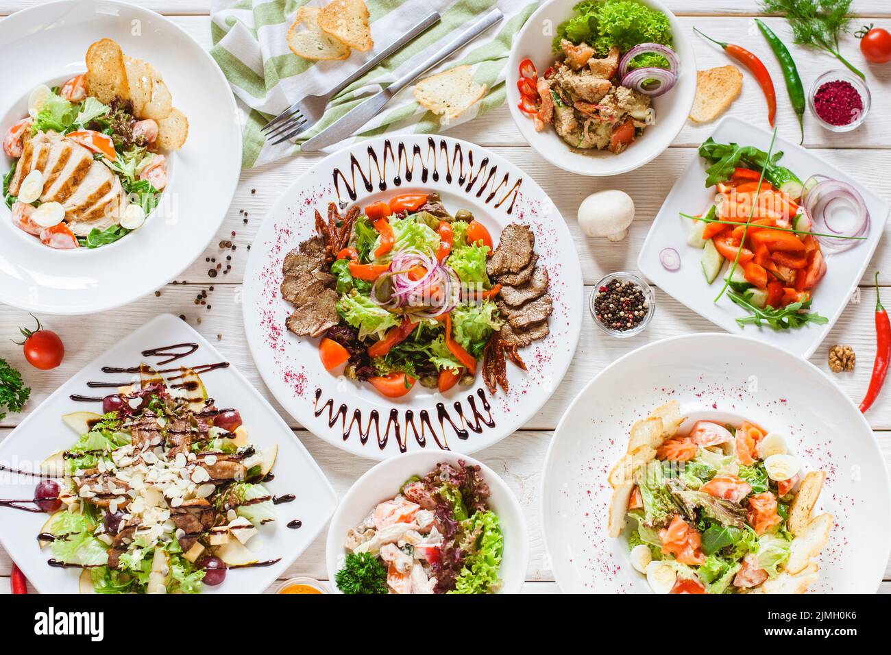 top view food restaurant banquet dinner buffet Stock Photo - Alamy