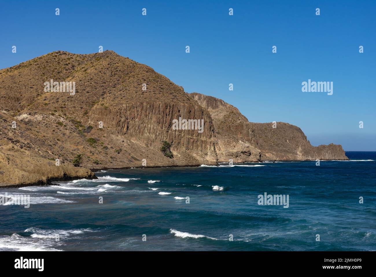 Panoramic view of cliffs and beaches in the Gata Cape Natural Park ...
